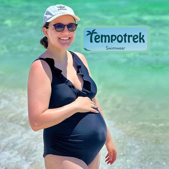 Tempotrek | Swim | Tempotrek One Piece Navy Blue Ruffle Neck Maternity Swimsuit New With | Poshmark